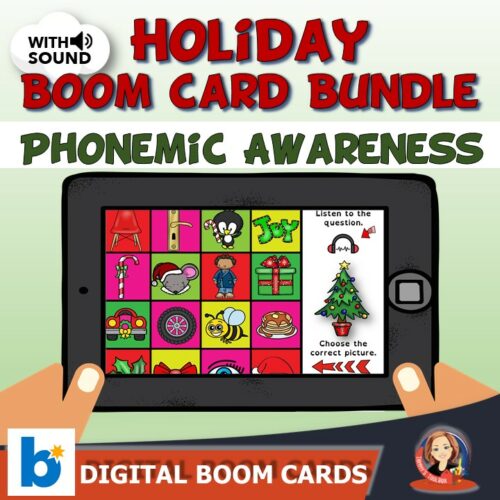 Phonemic Awareness Boom Card Holiday Bundle - Made By Teachers