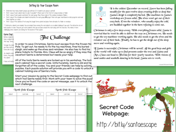 North Pole Christmas ESCAPE ROOM Gr 4 Reading & Math - Made By Teachers