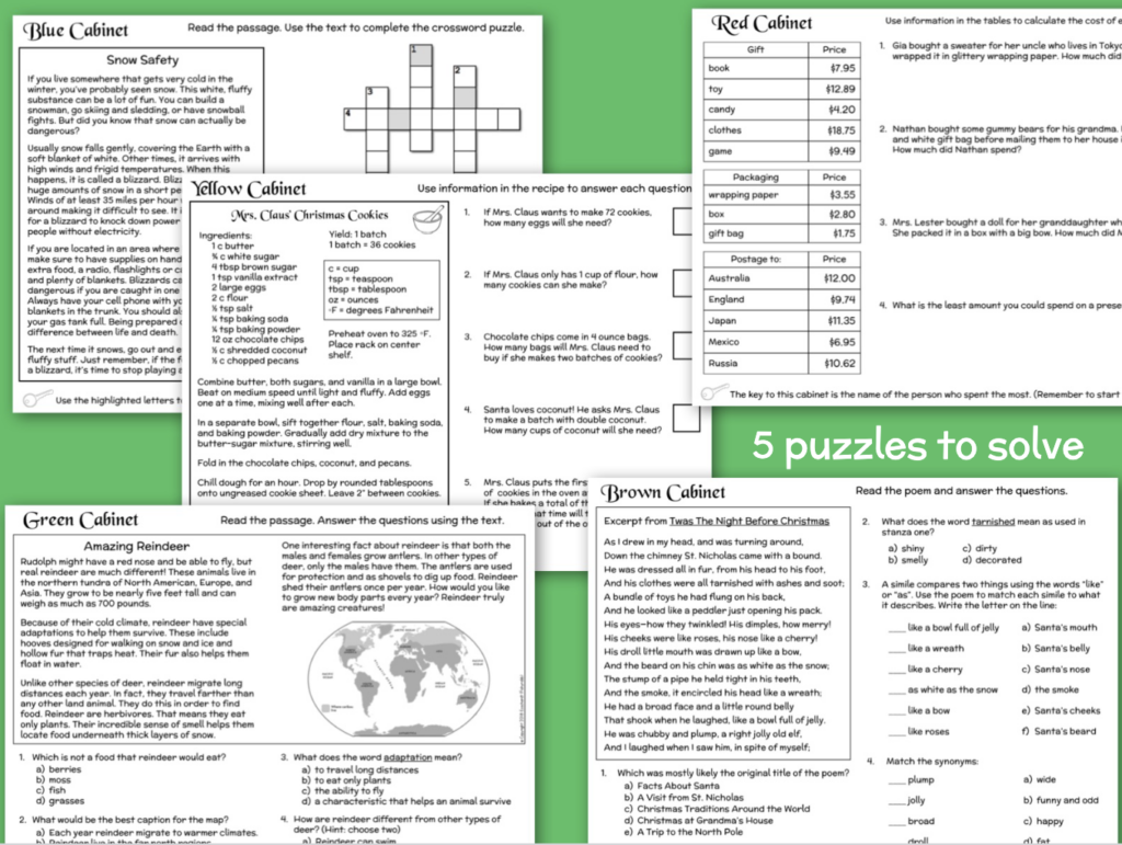 North Pole Christmas ESCAPE ROOM Gr 4 Reading & Math - Made By Teachers