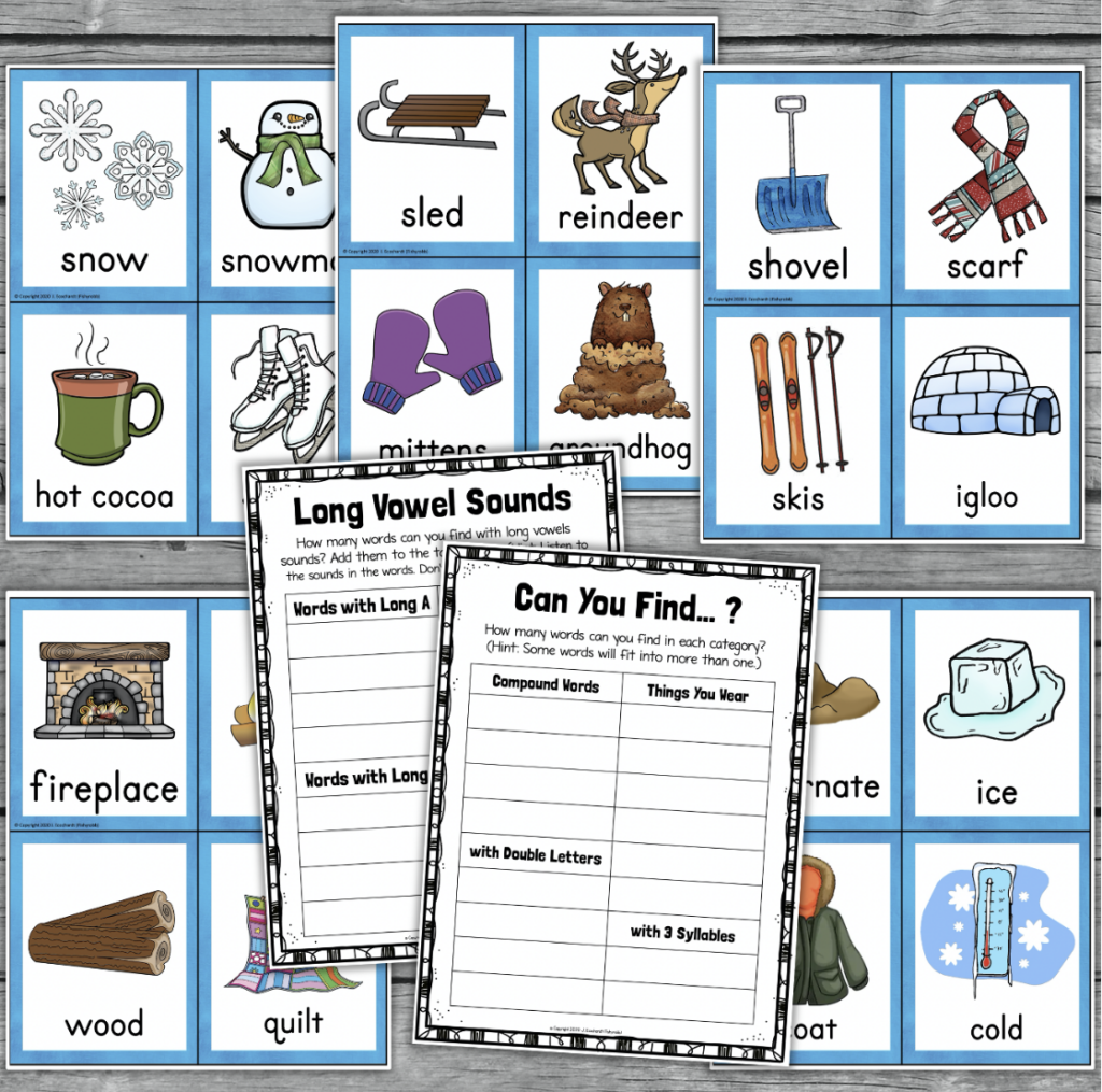 WINTER Write the Room Addition Graphs Long Vowels | Made By Teachers