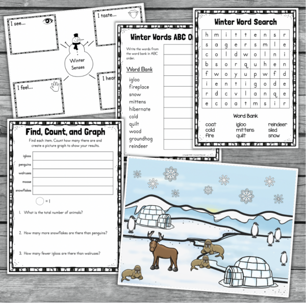 WINTER Write the Room Addition Graphs Long Vowels - Made By Teachers