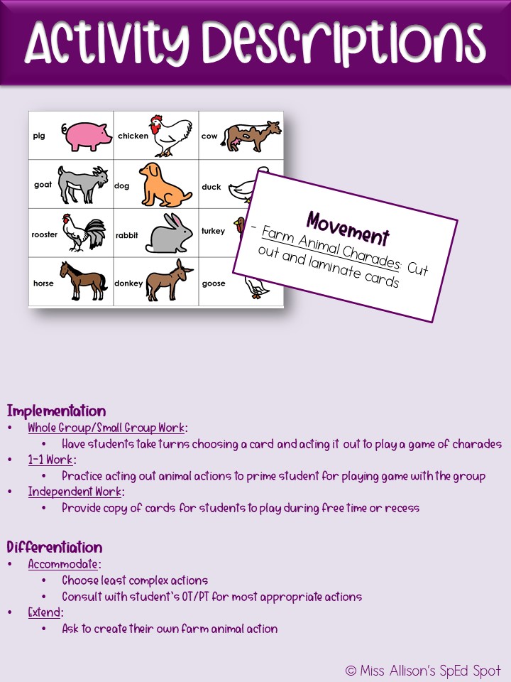 Farm Animals Thematic Unit for Elementary SpEd | Made By Teachers