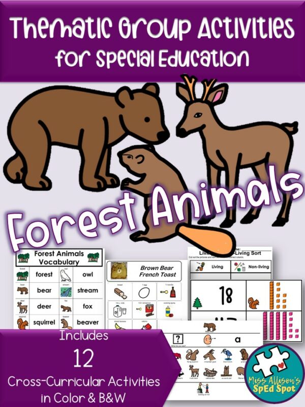 Forest Animals Thematic Unit for Elementary SpEd - Made By Teachers