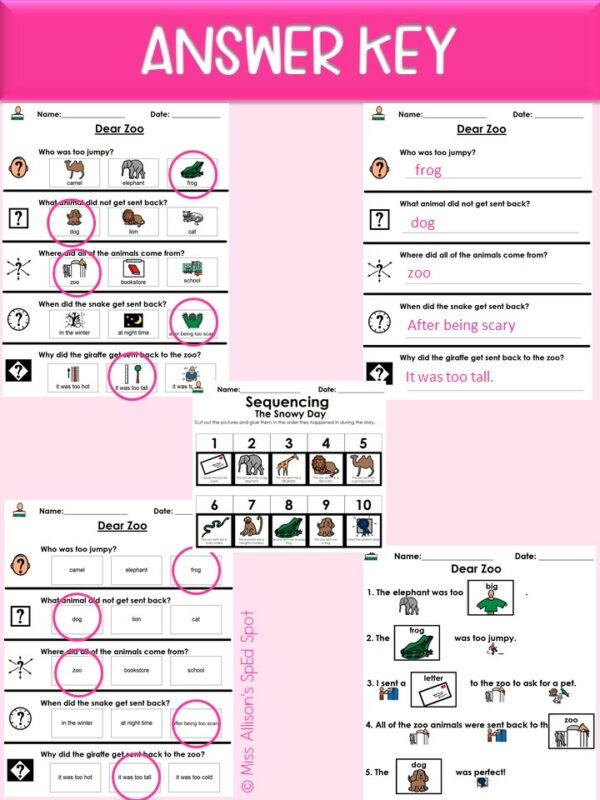 Dear Zoo Book Supports for Special Education | Made By Teachers