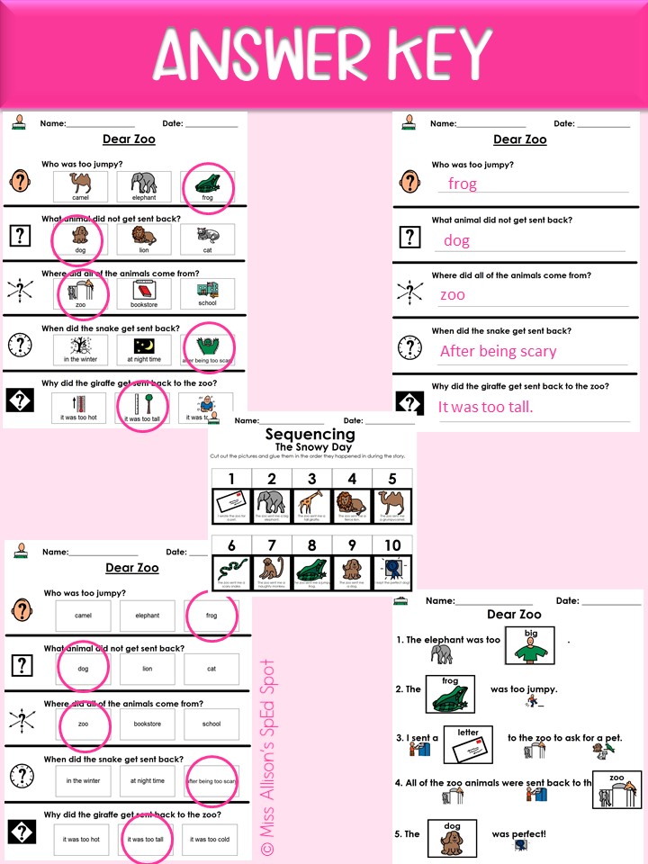 Dear Zoo Book Supports for Special Education - Made By Teachers