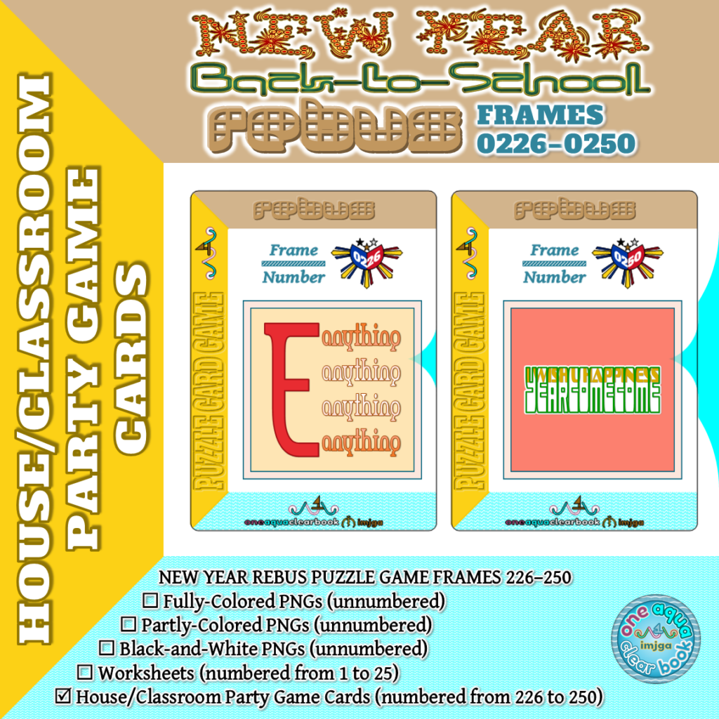 NEW YEAR Rebus Puzzle Party Game Cards 226–250 | Made By Teachers
