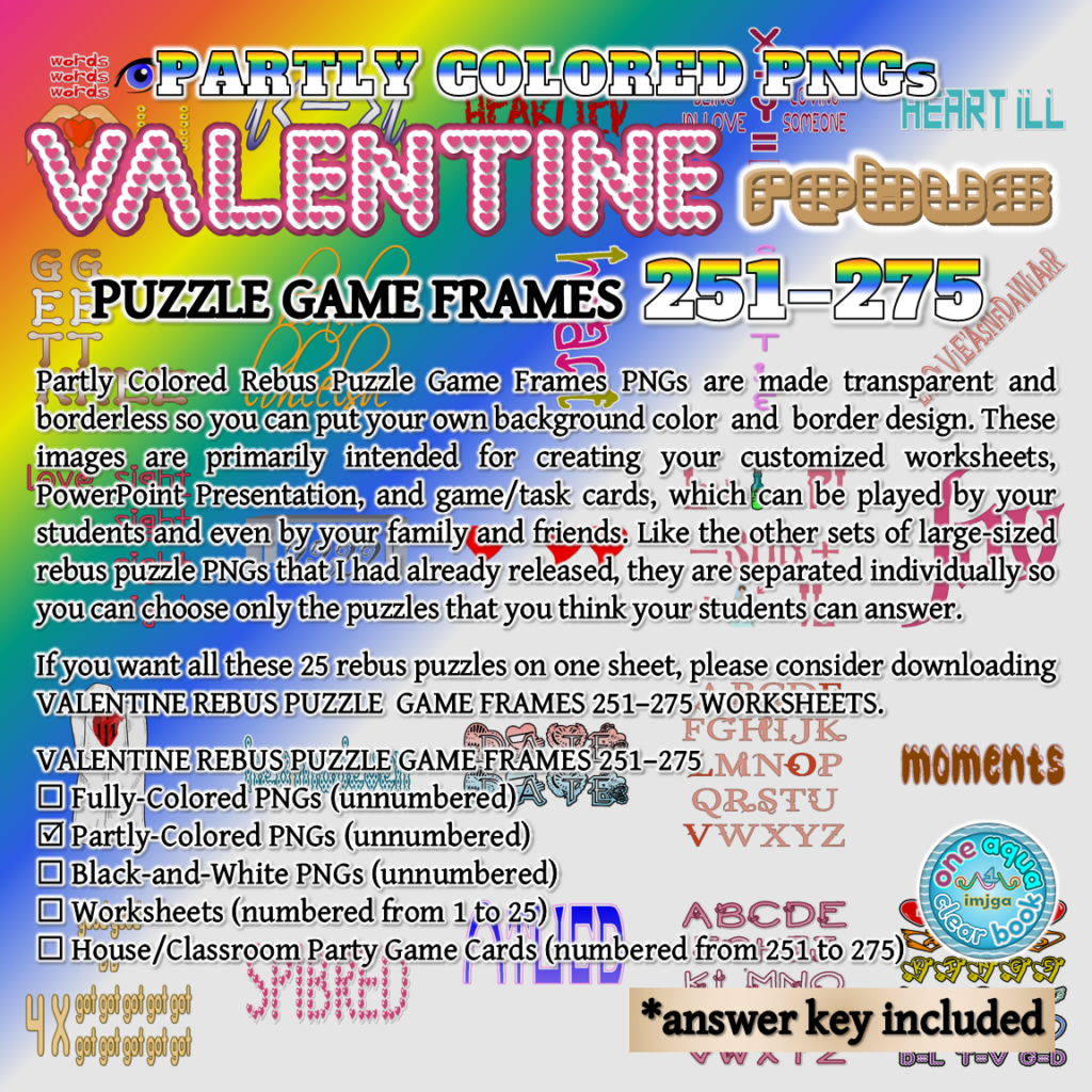 Fully Colored HALLOWEEN Rebus Frames 121-140 PNGs - Made By Teachers