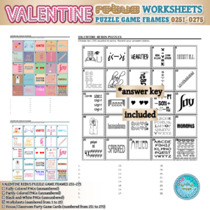VALENTINE Rebus Puzzle Frames 251–275 Worksheets | Made By Teachers