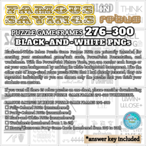 FAMOUS SAYINGS Black-&-White Rebus 276–300 PNGs | Made By Teachers