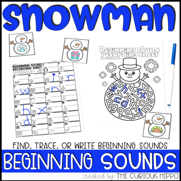 Beginning Sounds Match - Snowman | Made By Teachers