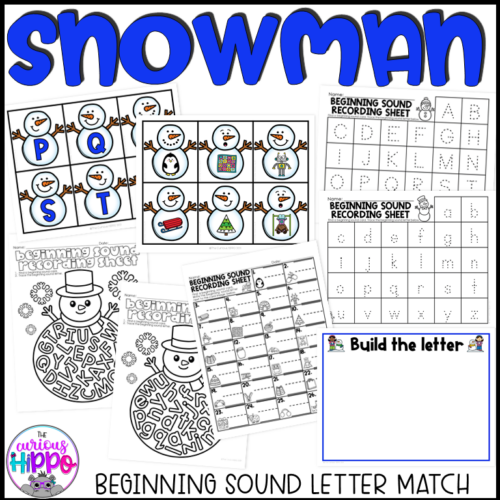 Beginning Sounds Match - Snowman | Made By Teachers