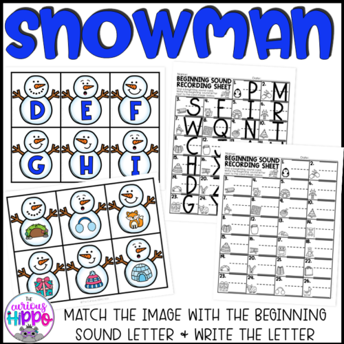 Beginning Sounds Match - Snowman | Made By Teachers
