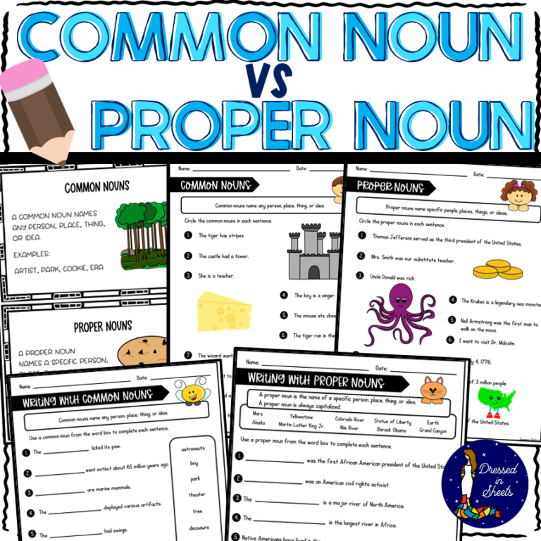 Common Noun vs Proper Noun Worksheets and Flash Ca - Made By Teachers