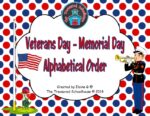 Veterans Day or Memorial Day Alphabetical Order - Made By Teachers