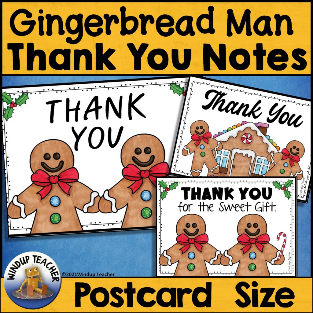 Gingerbread Man Thank You Postcards Partially Edit | Made By Teachers