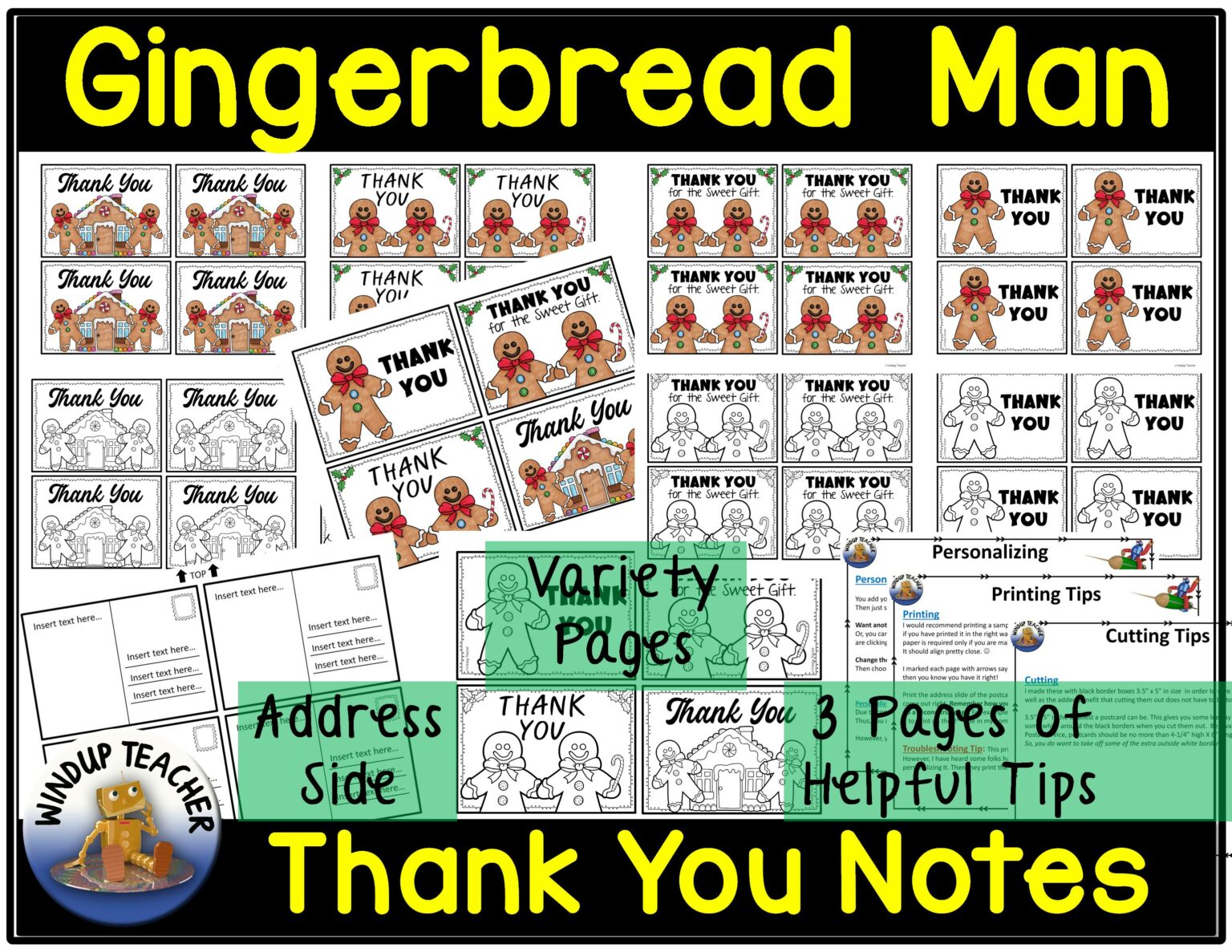 Gingerbread Man Thank You Postcards Partially Edit | Made By Teachers