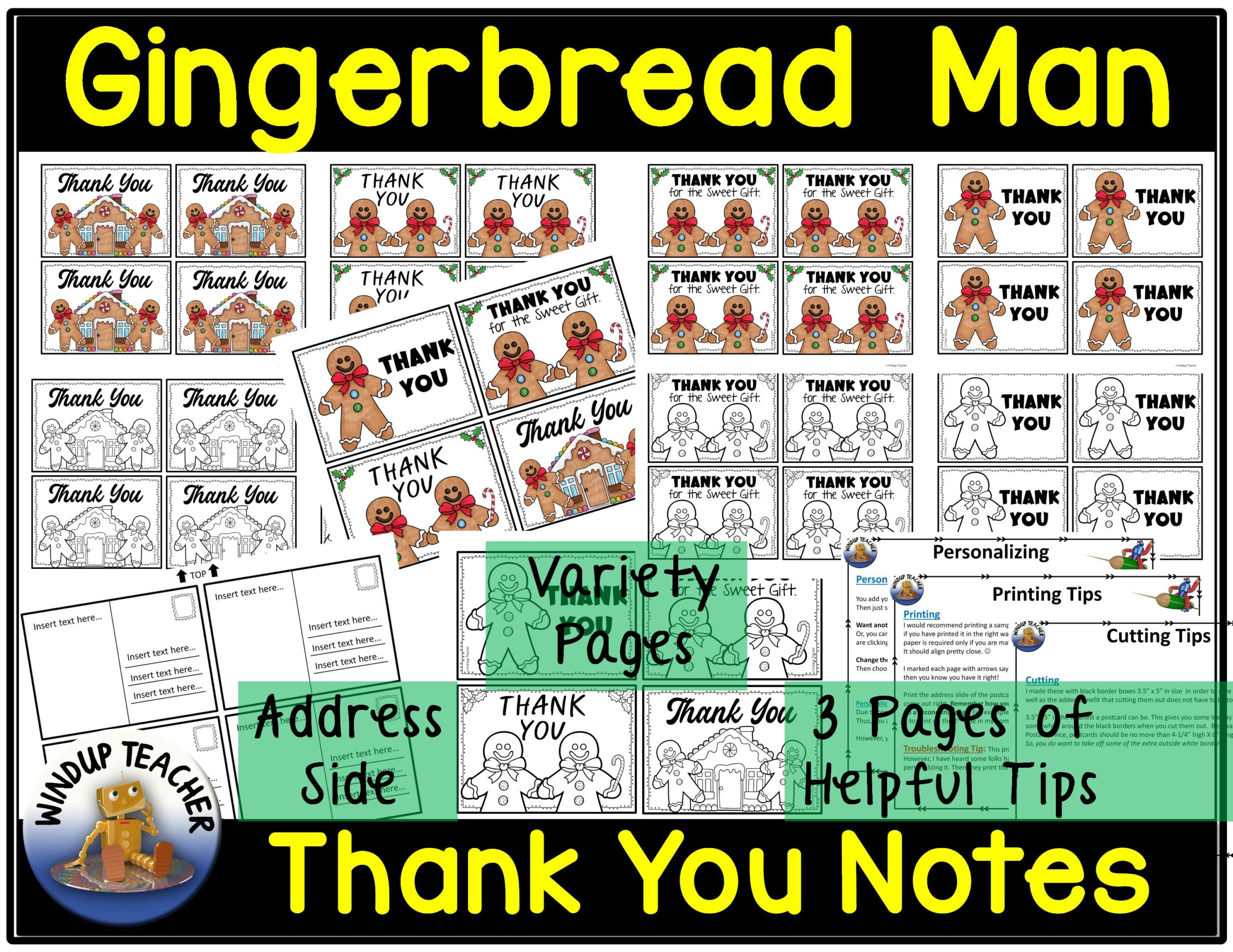 Gingerbread Man Thank You Postcards Partially Edit | Made By Teachers