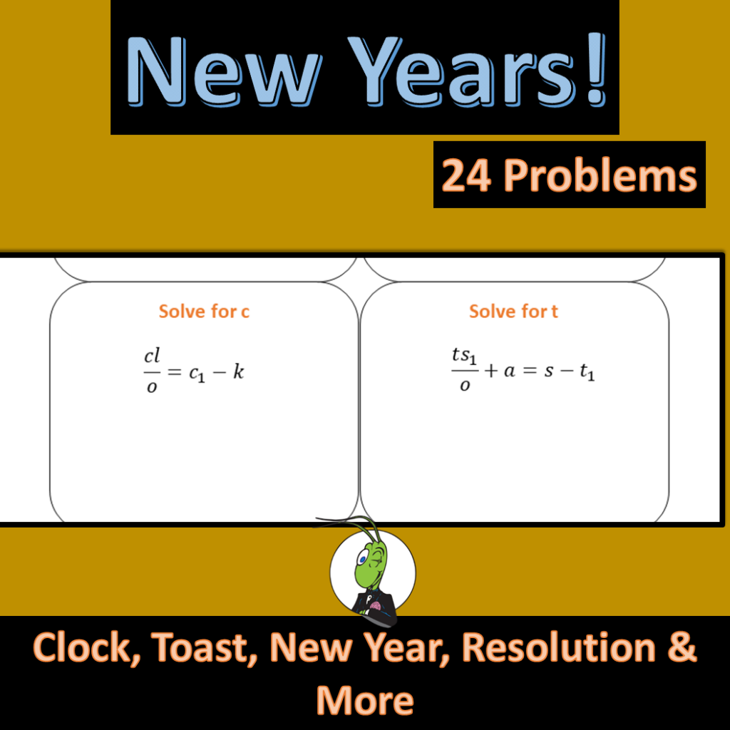 New Years Day Literal Equations | Made By Teachers