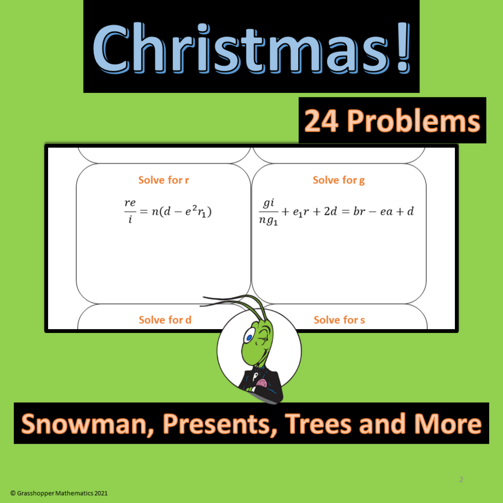 Christmas Literal Equations (Copy) | Made By Teachers