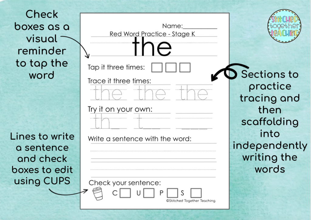 OG Red Words Stage K Sight Words- Growing Activity | Made By Teachers