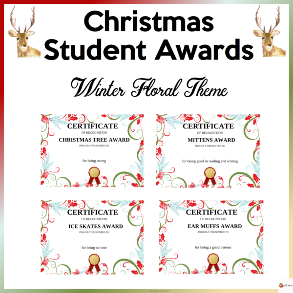 Christmas Student Awards Winter Floral Theme | Made By Teachers