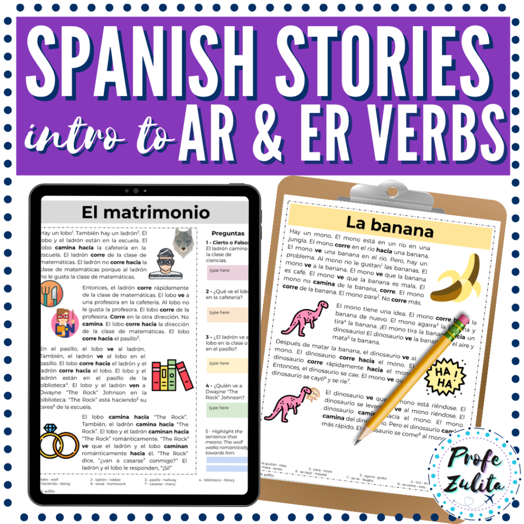 Spanish Stories: AR and ER Verbs | Present Tense | Made By Teachers