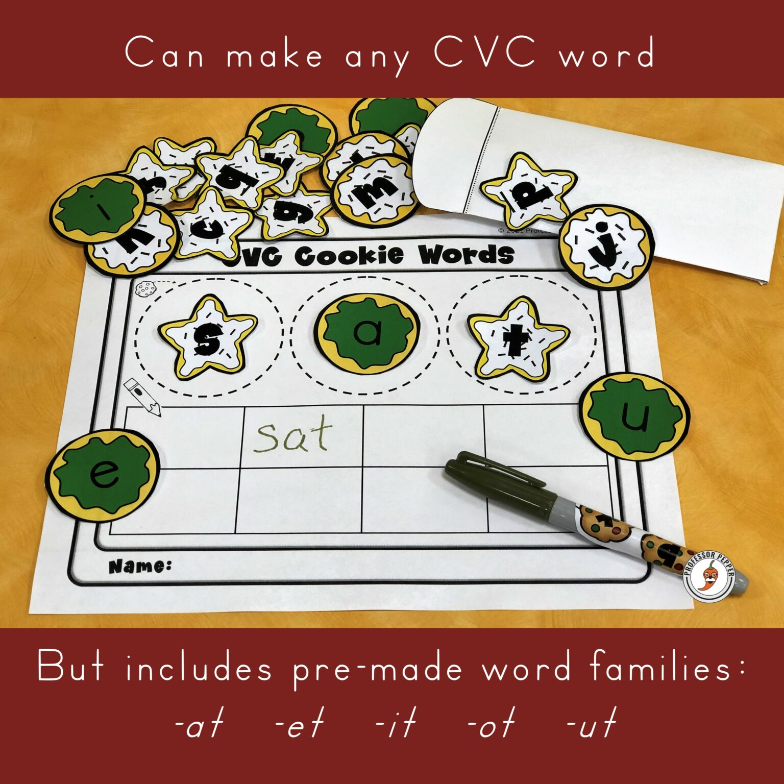 CVC Cookies - CVC Word Family Game & Worksheets | Made By Teachers