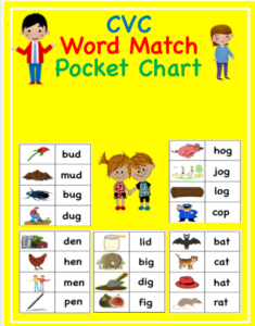 CVC Words Pocket Chart Sorting - Made By Teachers