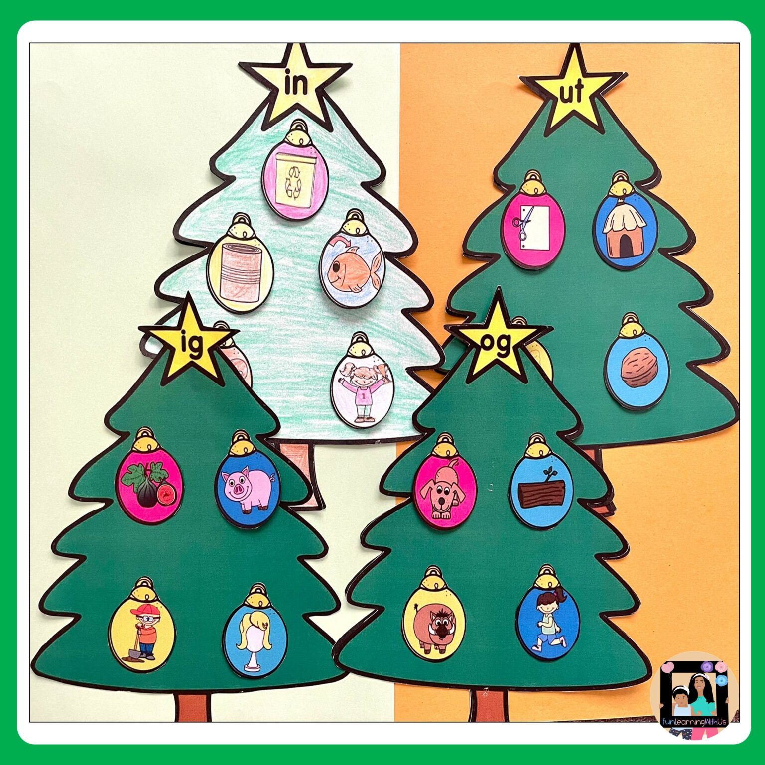 Christmas Tree Word Family Craft Bundle | Made By Teachers