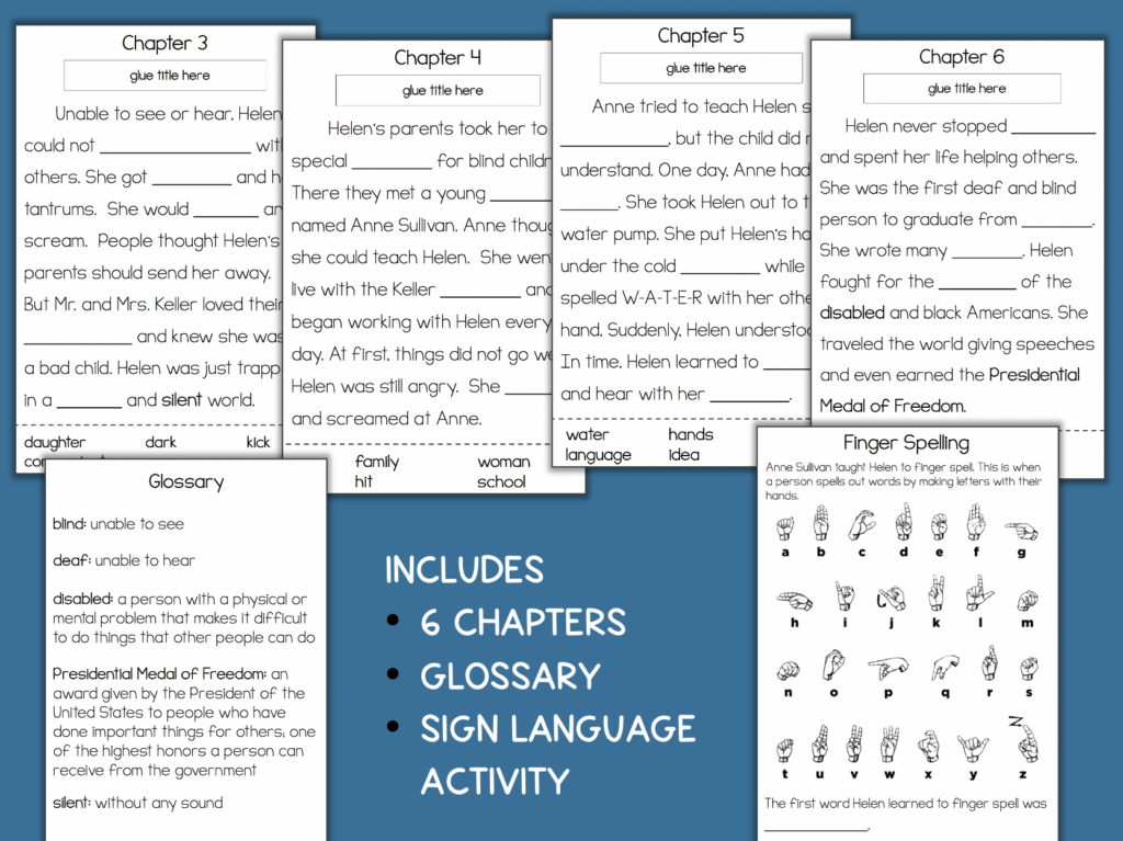 Helen Keller Interactive Reading Comprehension | Made By Teachers