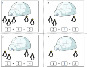 Winter Themed Penguin Addition Sentences-Cut Paste - Made By Teachers