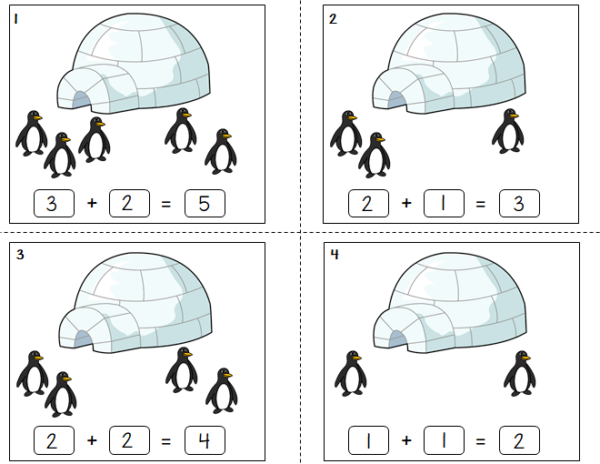 Winter Themed Penguin Addition Sentences-Cut Paste - Made By Teachers