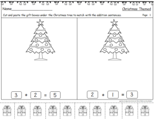 Christmas Gift Boxes Addition Sentences Cut Paste | Made By Teachers
