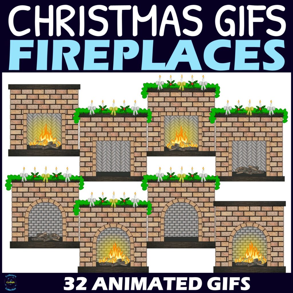 Christmas Fireplaces GIFs - Christmas Clipart | Made By Teachers