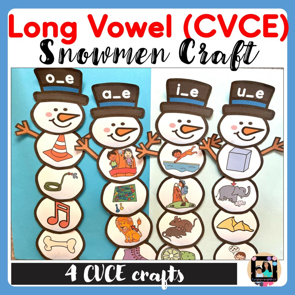 Winter Snowman CVCE activity | Long Vowel Silent E | Made By Teachers