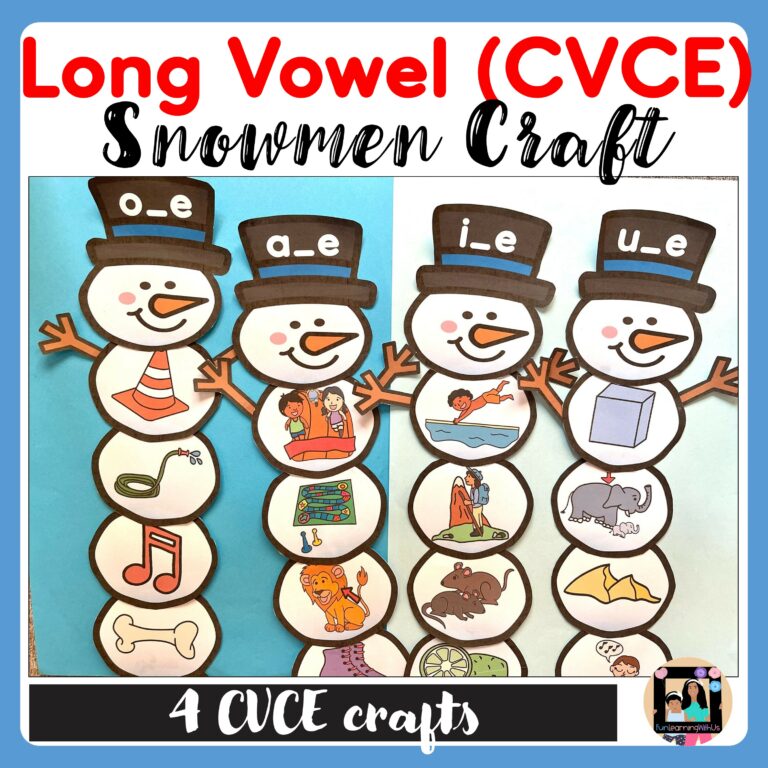 Winter Snowman CVCE activity | Long Vowel Silent E | Made By Teachers