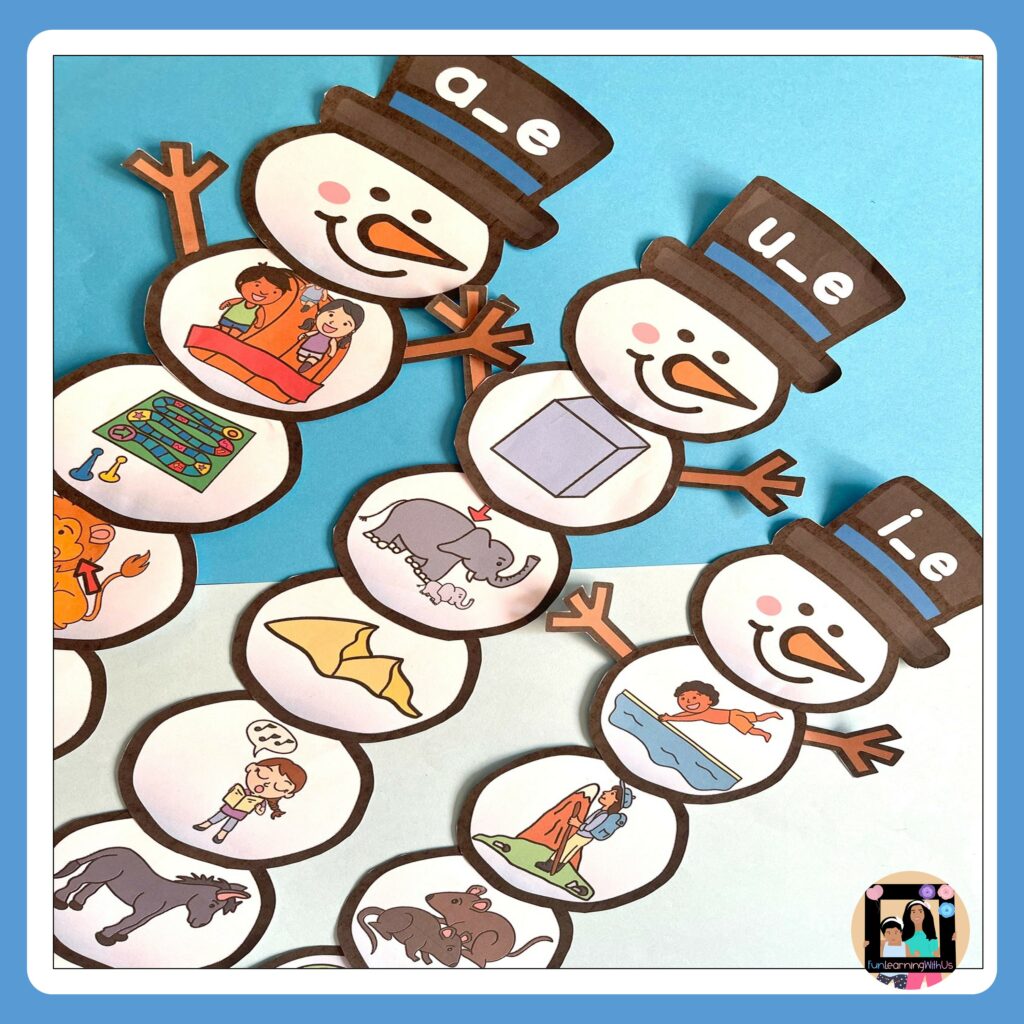 Winter Snowman CVCE activity | Long Vowel Silent E | Made By Teachers