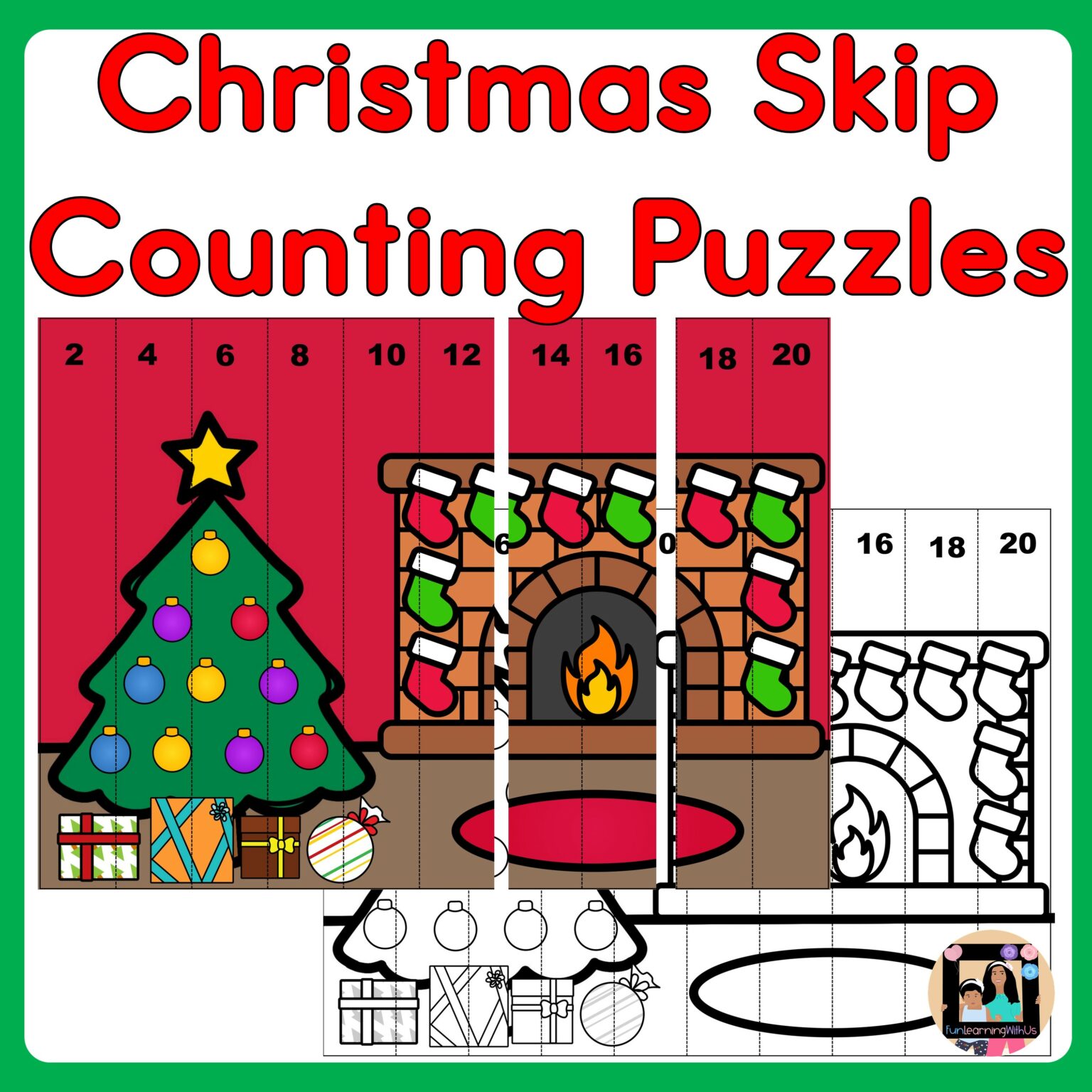 Christmas Math Puzzles Skip Counting Activity | Made By Teachers