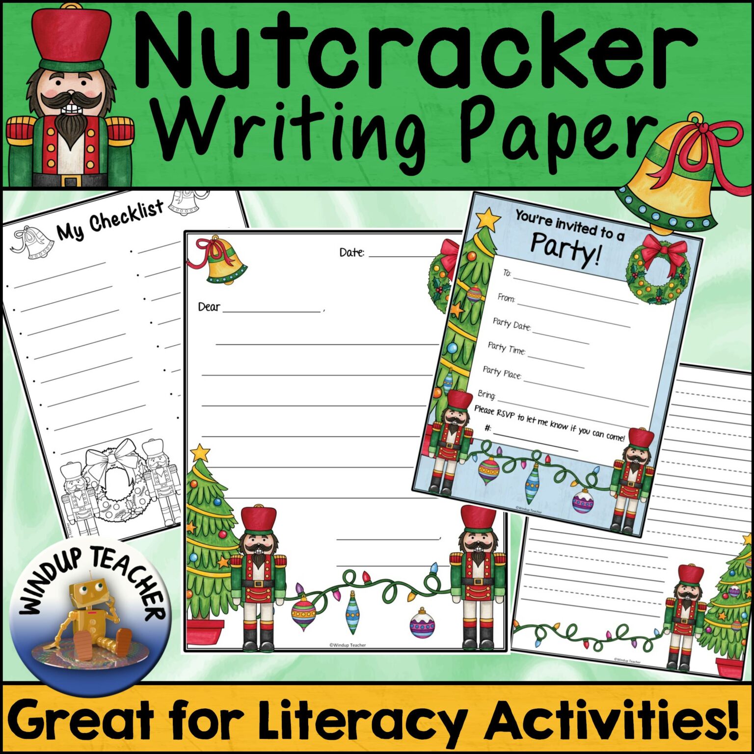Nutcracker Christmas Writing Paper Color and B&W | Made By Teachers