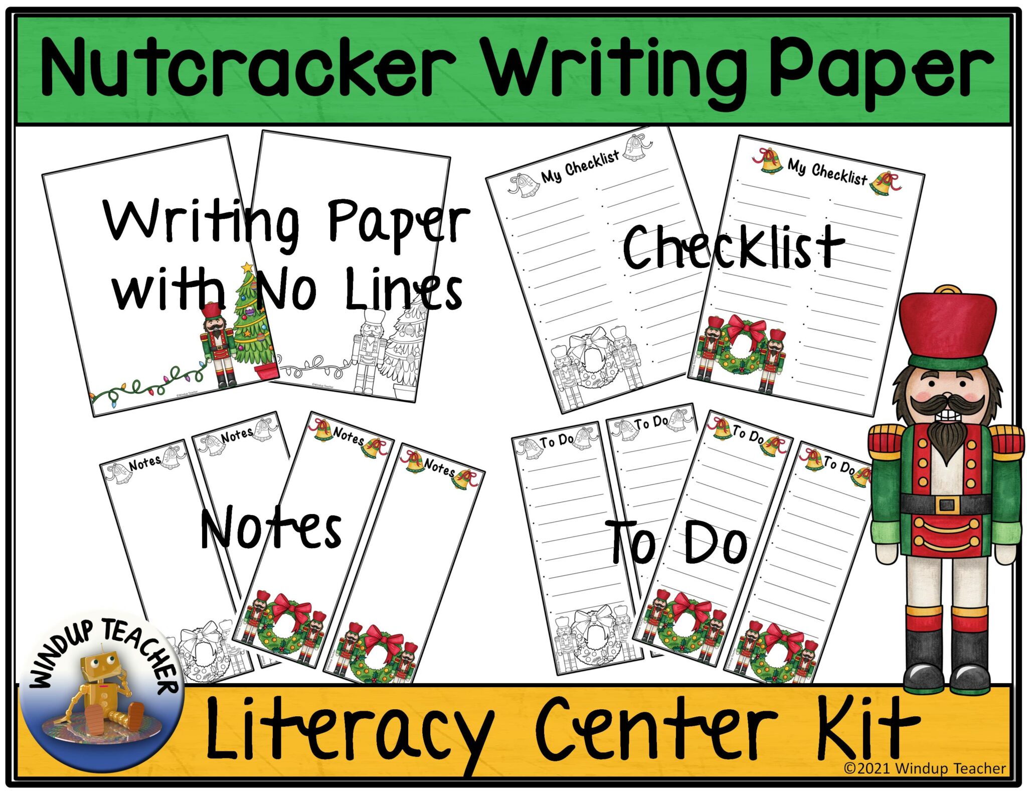 Nutcracker Christmas Writing Paper Color and B&W | Made By Teachers