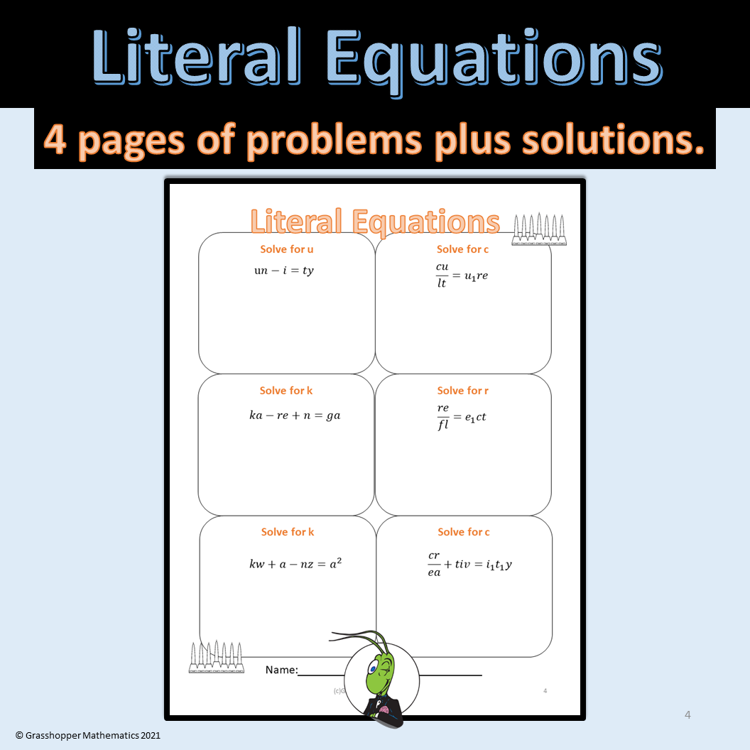 Kwanzaa Literal Equations | Made By Teachers