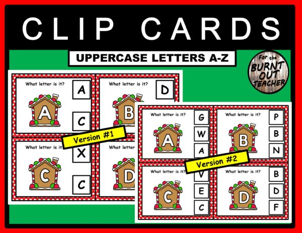 Christmas Gingerbread Clip Cards Letters Alphabet | Made By Teachers