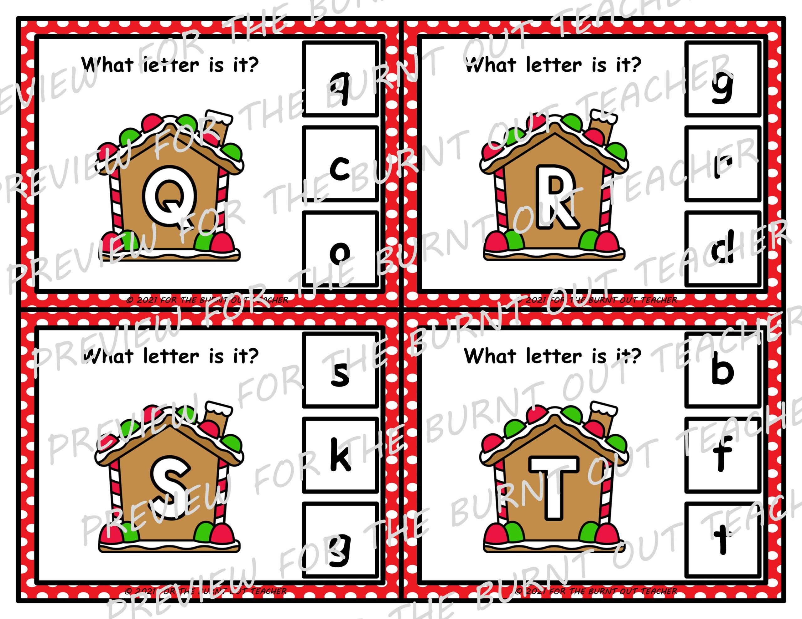 Christmas Gingerbread Clip Cards Upper to Lower - Made By Teachers