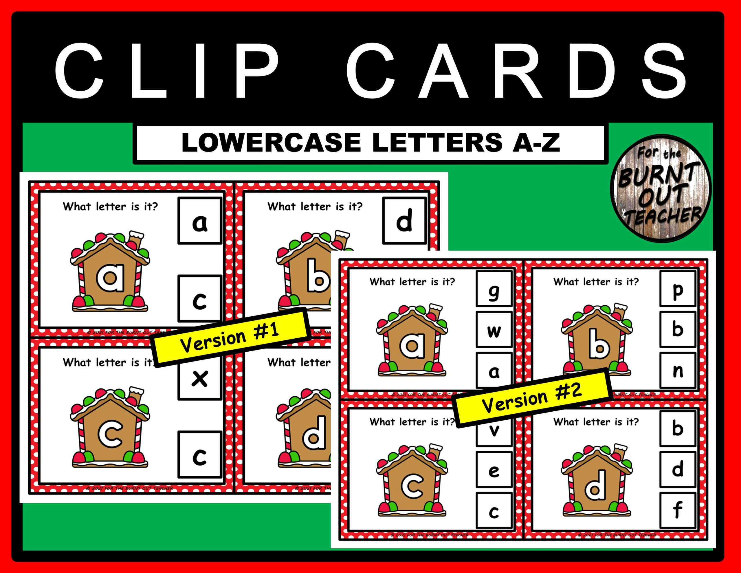 Christmas Gingerbread Clip Cards Letters Alphabet - Made By Teachers