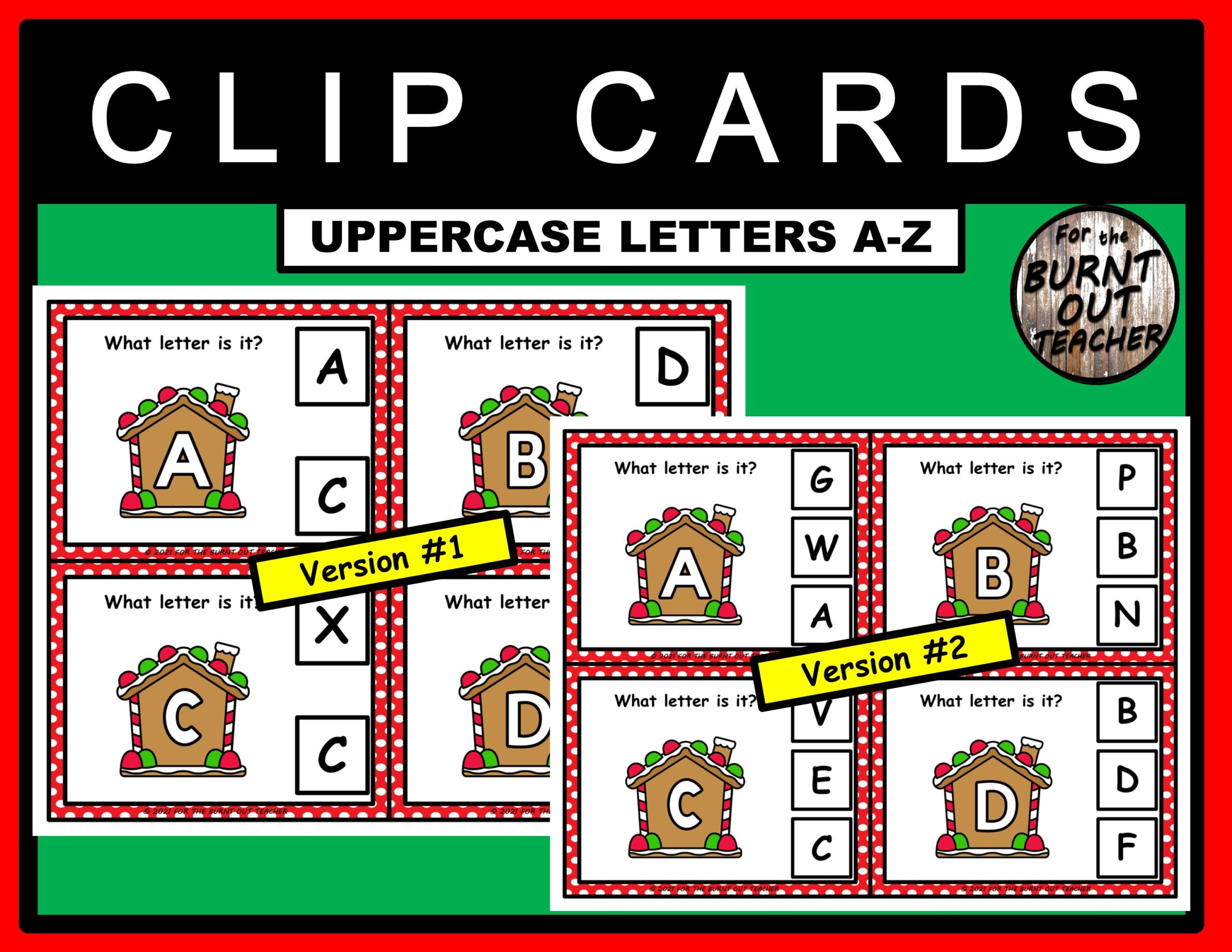 Christmas Gingerbread Clip Cards Letters Alphabet | Made By Teachers