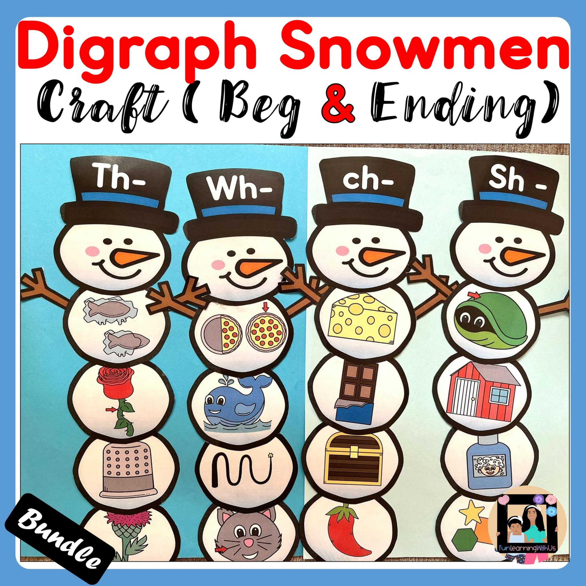 Winter Snowman Beginning & Ending Digraph Bundle | Made By Teachers