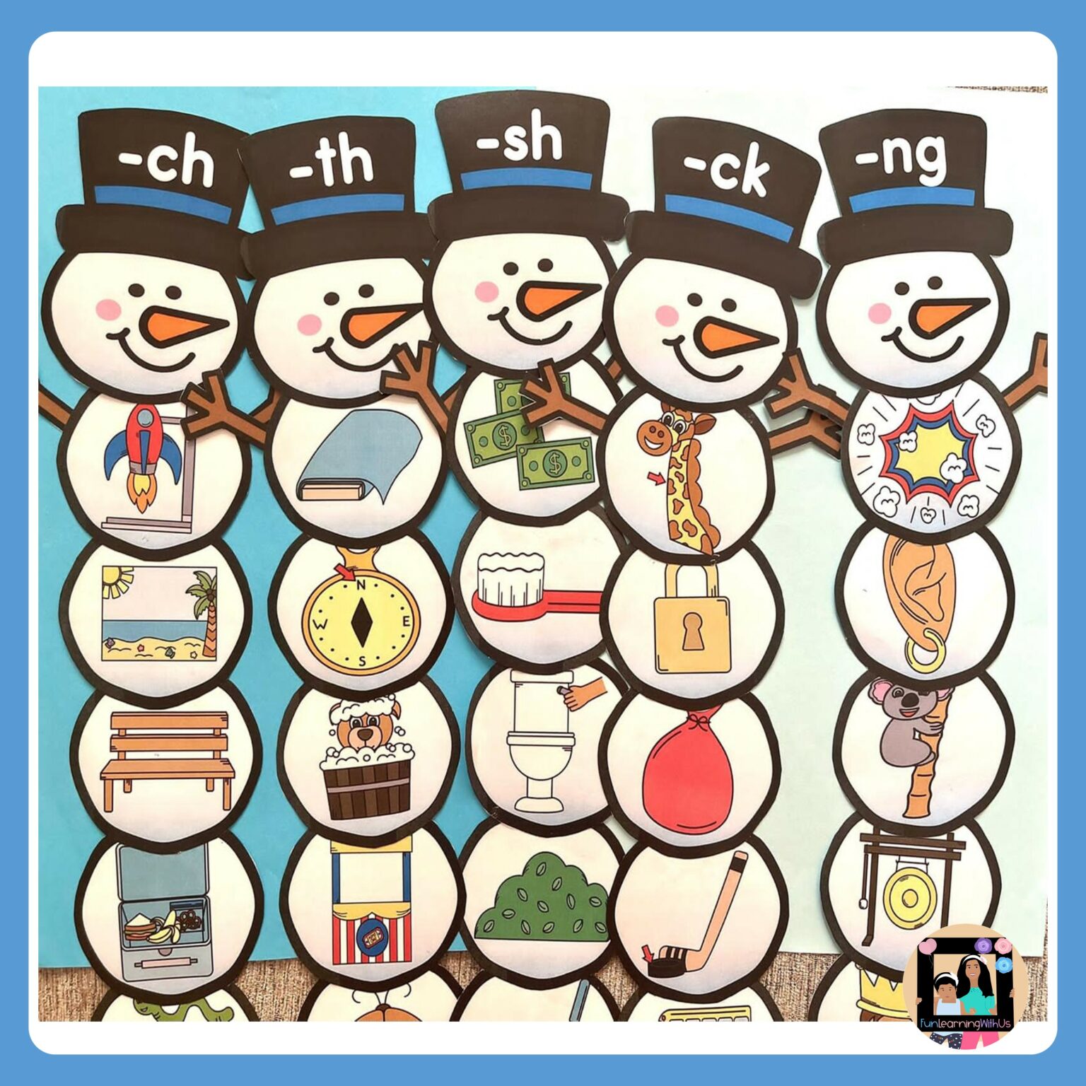 Winter Snowman Beginning & Ending Digraph Bundle | Made By Teachers