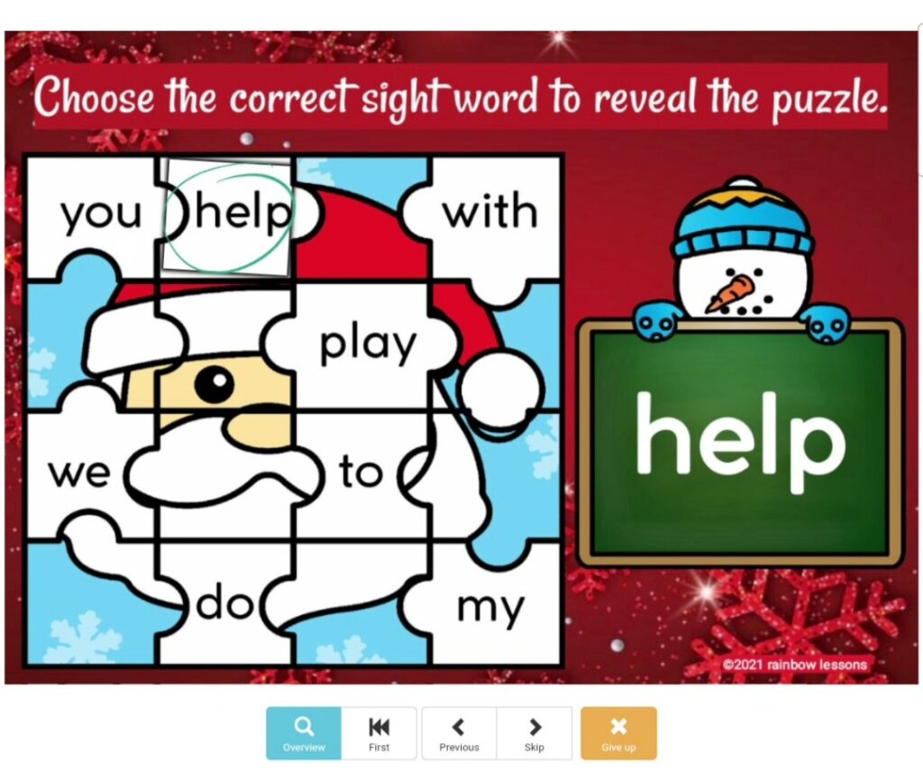 Winter Sight Words | Frys Sight Words Game - Made By Teachers
