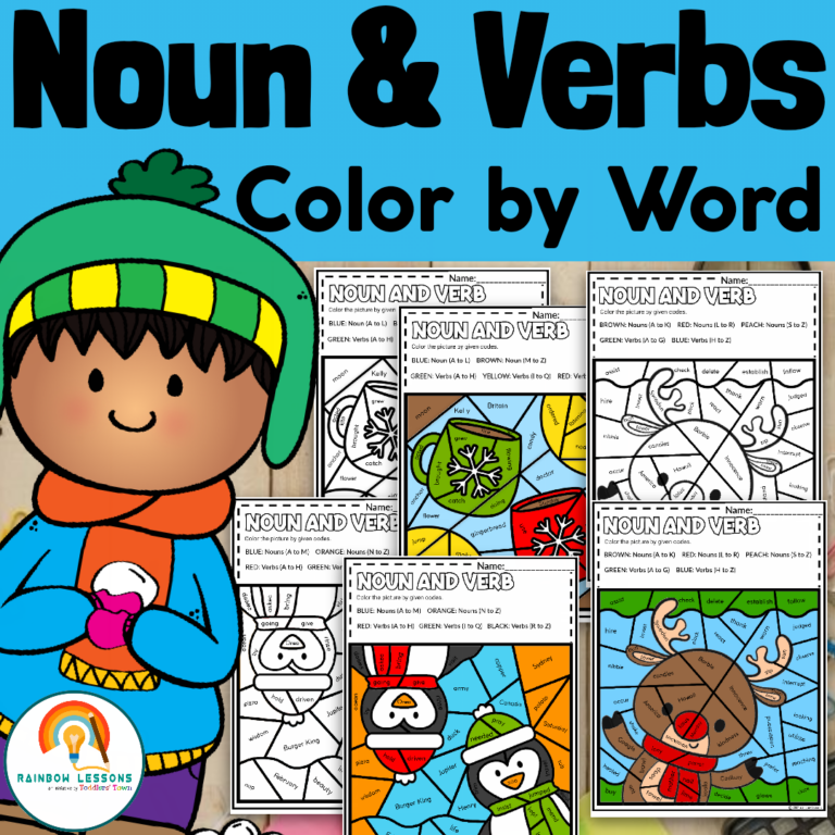 Winter Nouns and Verbs Sort | Winter Color By Code - Made By Teachers