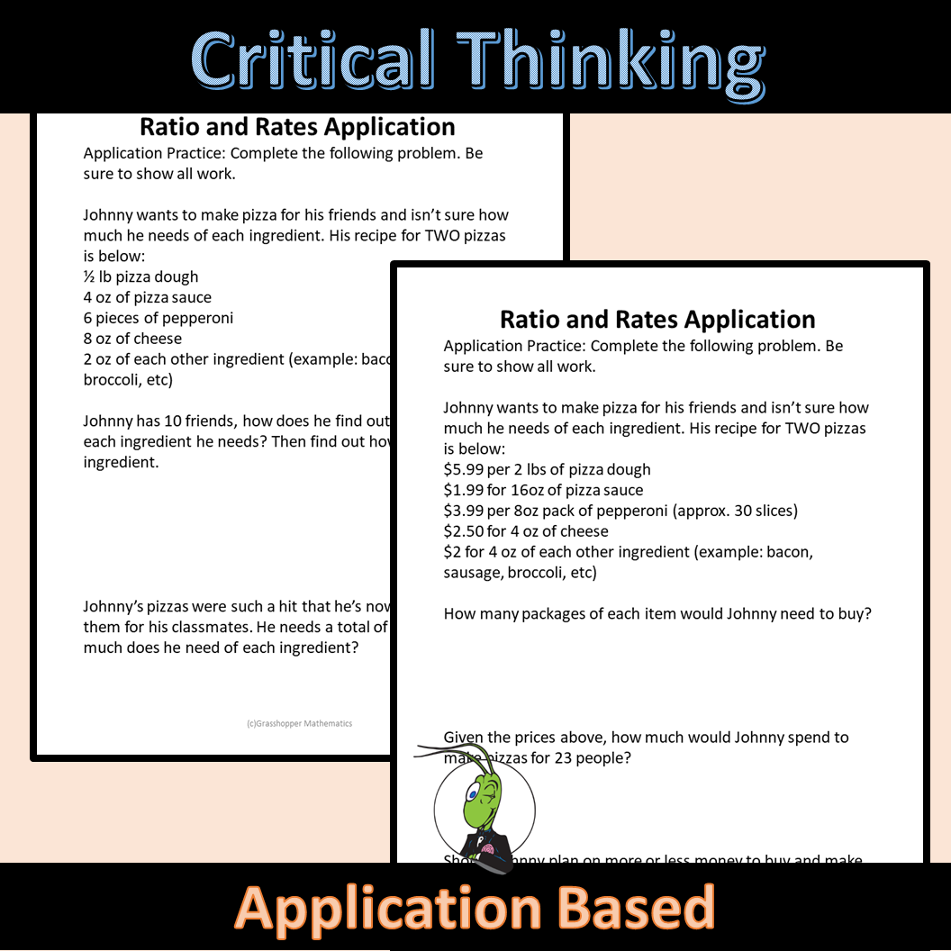 Ratios and Rates Pizza Application Project - Made By Teachers
